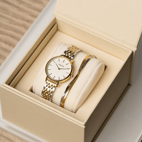 Часы Burker Watches, Ruby Petite Gold Silver, Рубиновый, миниатюрный ...