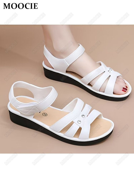 Босоножки Женский MOOCIE Без каблука ABS пластик, Искусственная кожа, размер 37 Толстая подошва ...