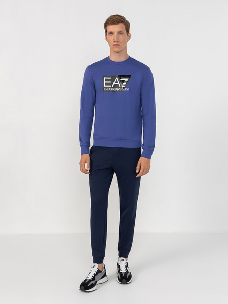 Комплект одежды Мужской EA7 Повседневный темно-синий, синий, размер 50, 52 Хлопок Логотип ...