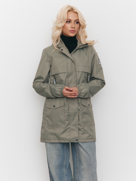 Ветровка Женский Avese Карманы зеленый, оливковый капюшон Breathable, Waterproof, размер 46 ...
