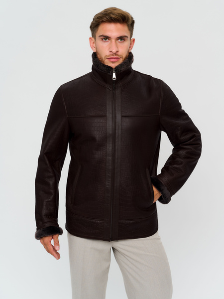 Дубленка Мужской Vici&Vici Овчина коричневый, размер 54 Длинный Россия Зима прямой Молния купить ...