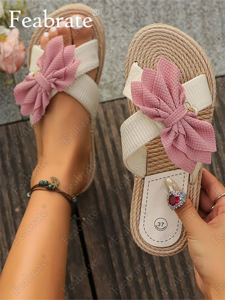 Шлепанцы Женский Feabrate, размер 39 Текстиль Круглый нос, Маломерит T (узкая) Без застёжки ...