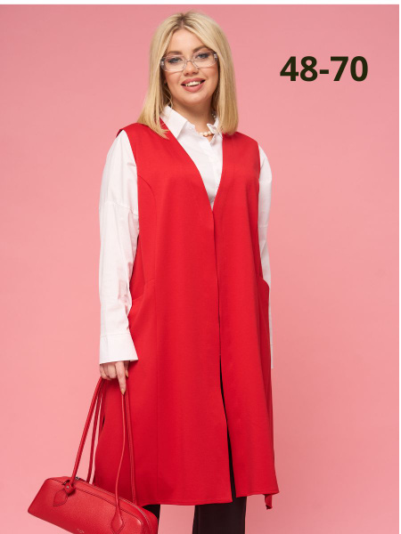 Жилет Женский SPARADA красный Трикотаж, размер 64, 66 А-силуэт трикотажный Без застежки ...