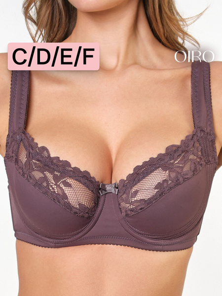Бюстгальтер Женский OIRO мягкая чашка на каркасе, на косточках, размер 80D фиолетовый Нейлон ...