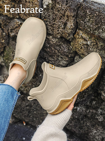 Сапоги резиновые Женский Feabrate R (средняя) бежевый нейтральный Каучук Без застёжки На любой ...