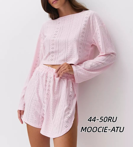 Жакет Женский MOOCIE розовый Вискоза, размер 44 Вышивка оверсайз Длинный Без застежки Однотонный ...