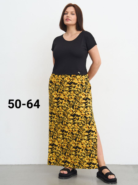 Платье Женский SPARADA желтый прямое Повседневный Короткий Трикотаж, размер 54, 56 Без застежки ...