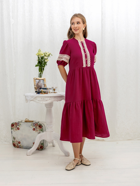 Платье Женский Cher-Neva малиновый, размер 44 купить c доставкой на OZON по низкой цене (2017582006)