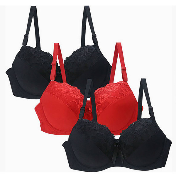 Бюстгальтер Женский Agiferg бралетт, классическая чашка, размер 80B красный Полиэстер, Спандекс ...