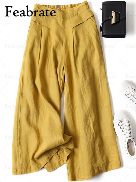 Бриджи Женский Feabrate желтый Хлопок Повседневный, размер 52 Эластичная Демисезон Китай ...