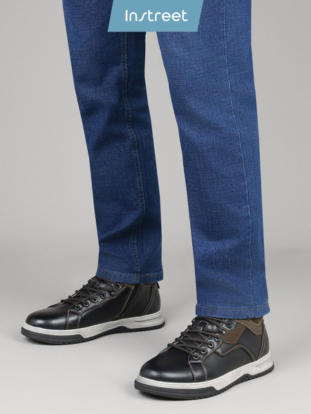 Ботинки Мужской Instreet черный, коричневый, размер 43 Зима 8 Шнурки, Молния Без каблука Россия ...