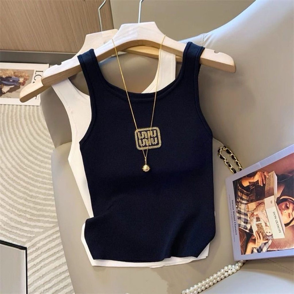 Майка Мужской Женский Miu Miu черный размер 48 Хлопок Повседневный