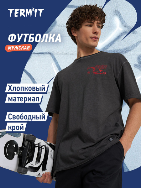 Футболка Мужской Termit черный, размер 56, 58 Хлопок Спортивный Бангладеш купить c доставкой на ...