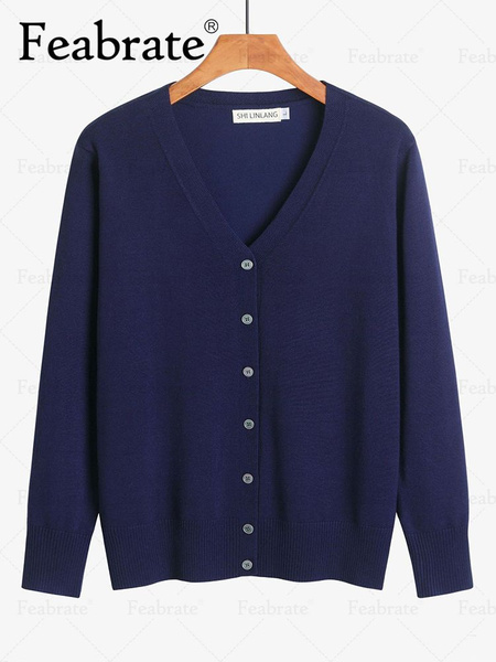 Кардиган Женский Feabrate суровый темно-синий Хлопок, Нейлон, размер 50, 52 Пуговицы Длинный ...