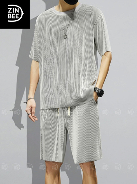Комплект одежды Мужской ZinBee Повседневный серый, размер 46 Штапель Китай Лето купить c ...
