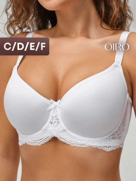 Бюстгальтер Женский OIRO мягкая чашка на каркасе, на косточках, размер 85C белый глянец Нейлон ...