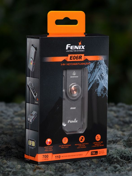 Фонарь Fenix E06R серый (700 лм, УФ, Type-C) на каждый день, лазерная указка, магнит ...