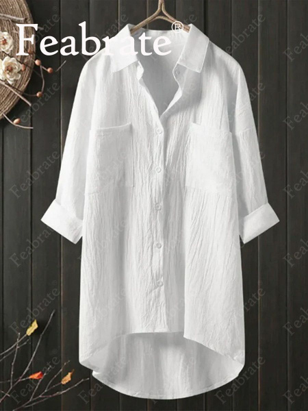 Рубашка Женский Feabrate белый Однотонный, размер 58 Пуговицы Китай купить c доставкой на OZON ...