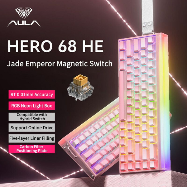 AULA Игровая клавиатура проводная Hero68 HE Jade Emperor Magnetic ...