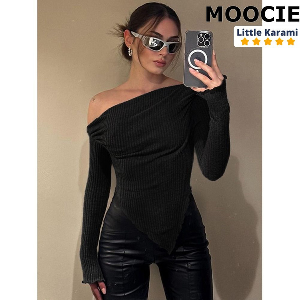 Лонгслив Женский MOOCIE черный Длинный, размер 42 Политекс облегающий ...