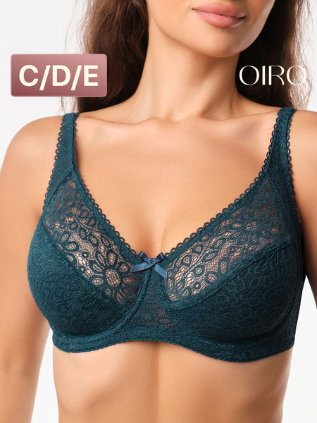 Бюстгальтер Женский OIRO мягкая чашка на каркасе, размер 95D изумрудный Нейлон, Спандекс ...