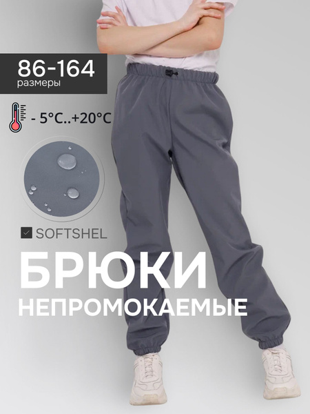 Брюки утепленные Девочки, Мальчики Nana Perin джоггеры серый Softshell, размер 134 ...