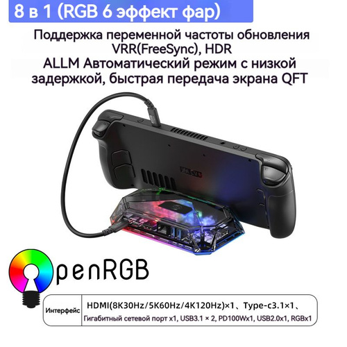 1 отзыв на Док-станция (8 в 1) JSAUX для Steam Deck LCD/OLED, ASUS ROG ...
