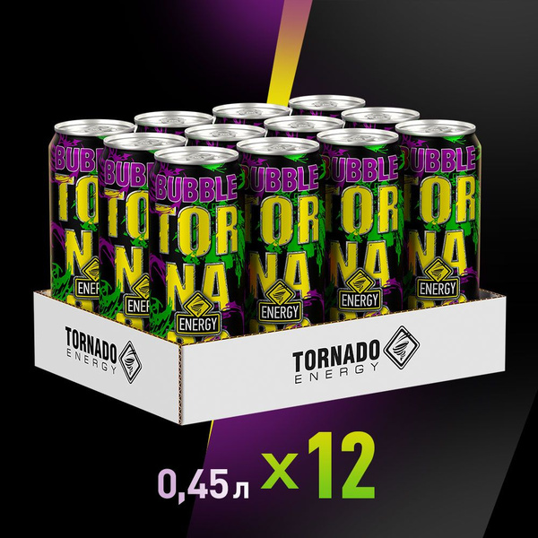 Энергетический напиток Tornado Energy Bubble, 12 шт х 450 мл - купить с доставкой по выгодным ...