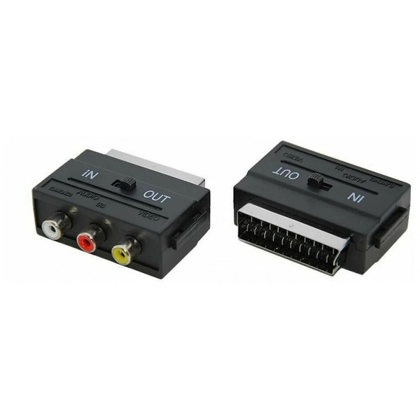 Переходник SCART - 3 RCA с переключателем, скарт 3 тюльпана купить на ...