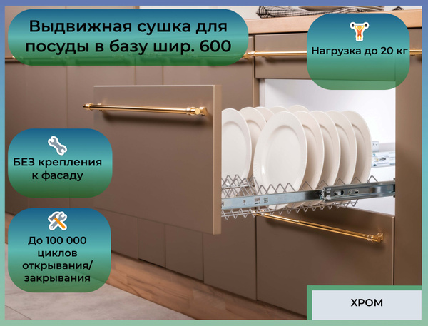 Выдвижная сушка для посуды в нижнюю базу, для распашного фасада Oscar ...