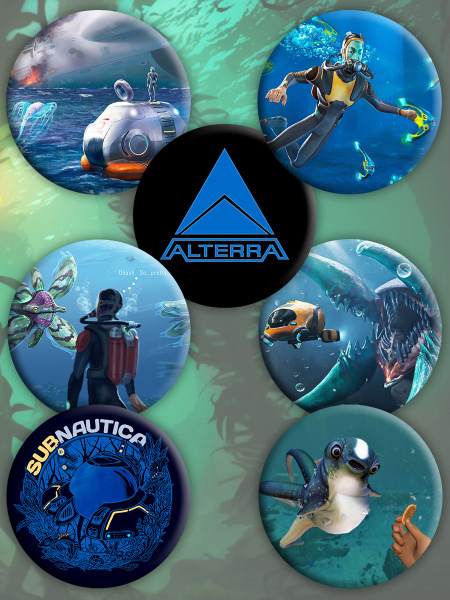 Набор значков Subnautica 7 шт 44 мм/ Сабнаутика - купить с доставкой по ...