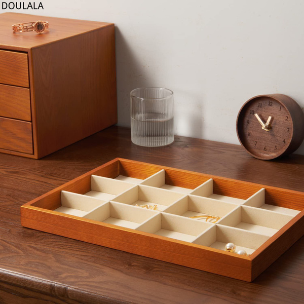 DOULALA Лоток Для Ювелирных Изделий С Деревянными Решетками, Витрина Для Ювелирных Ожерелий, 35 ...