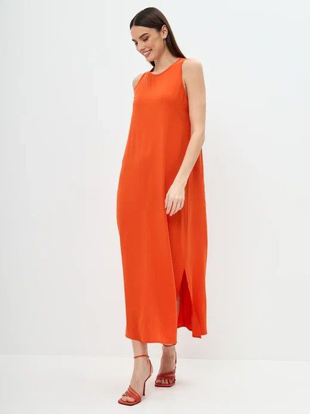 Сарафан Женский Instreet оранжевый Вечерний/праздничный Без рукавов Хлопок, Вискоза Разрезы ...