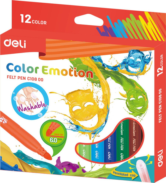 Фломастеры 12 цвета "Deli Color Emotion" (EC10800) - купить с доставкой ...