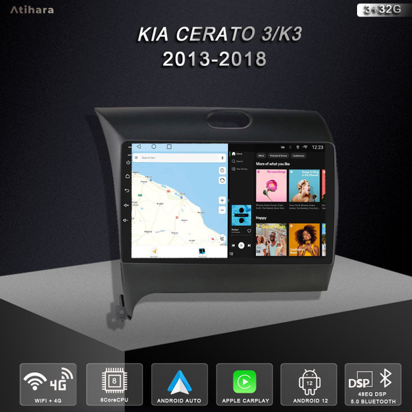 Atihara Автомагнитола 9" для KIA Cerato 3/K3 2013-2018, Carplay/ Android Auto/ Андроид 12/ 8 ...