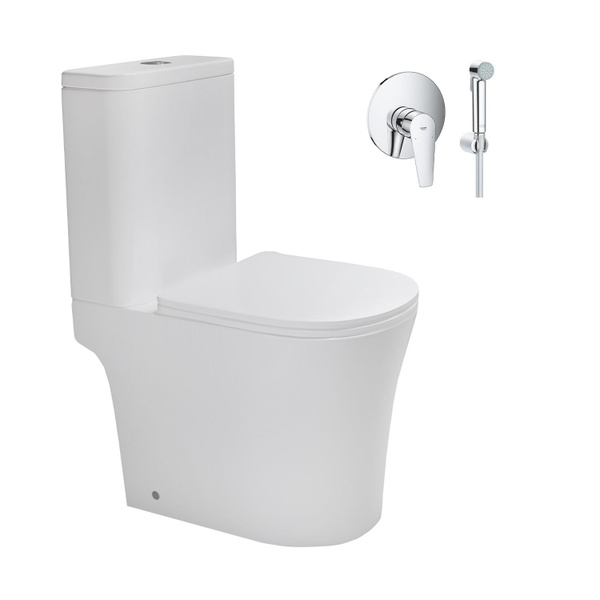 Унитаз напольный безободковый Helmken 35373001 комплект 3 в 1: чаша унитаза с бачком и ...