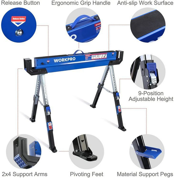 Козлы складные усиленные регулируемые WORKPRO, 1шт - купить по низкой цене в интернет-магазине ...