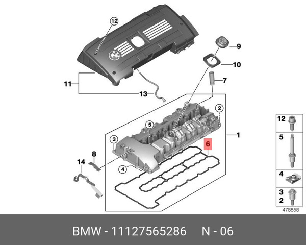 Прокладка крышки клапанов BMW 11 12 7 565 286 - BMW арт. 11 12 7 565 ...