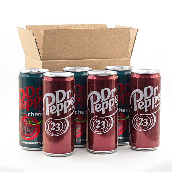 Газированный напиток Dr.Pepper (3+3) 330 мл, (вишня+классика) 6 штук - купить с доставкой по ...