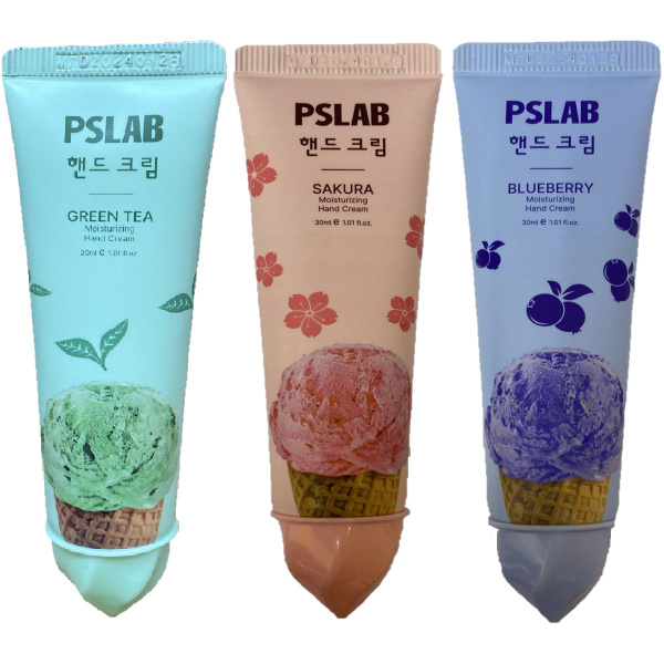 PSLAB Набор Кремов для рук 3 в 1. С экстрактами черники, цветков вишни, зеленого чая, 3 штуки по ...