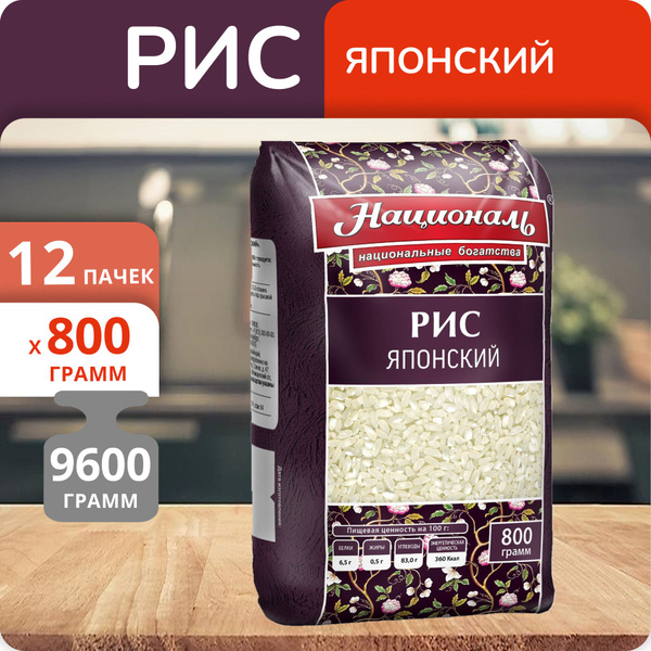 Упаковка 12 пачек Рис круглозерный Националь "Японский" 800г - купить с ...