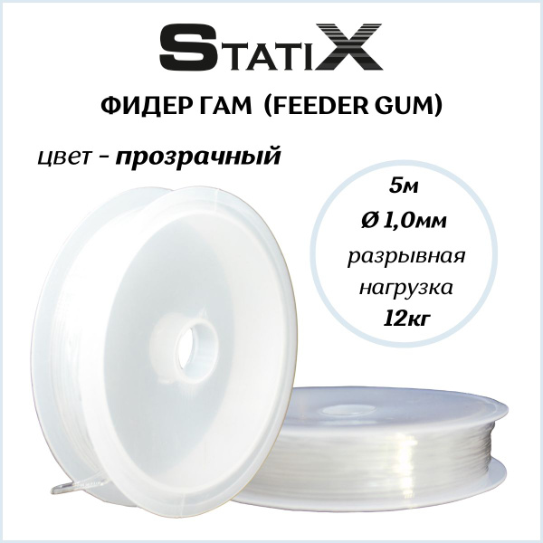 Фидер гам амортизатор для рыбалки Statix (Feeder Gum) прозрачный 1.0/5м 12кг - купить по ...
