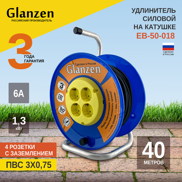 Удлинитель силовой Glanzen EB-20-018_белый_белый 3x0.75 - купить по ...