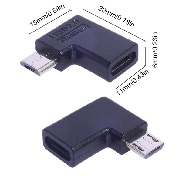 разъем Type C для подключения к разъему Micro USB под углом 90 градусов ...