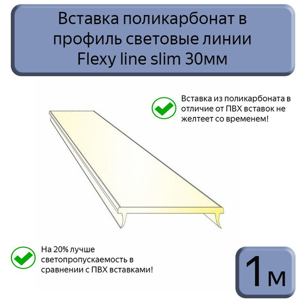 Вставка светопрозрачная ПК в профиль световые линии Flexy line slim 30мм,1м - купить с доставкой ...