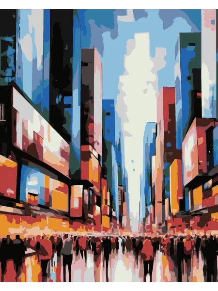 Картина по номерам городская суета на деревянном подрамнике 40х50 см ...