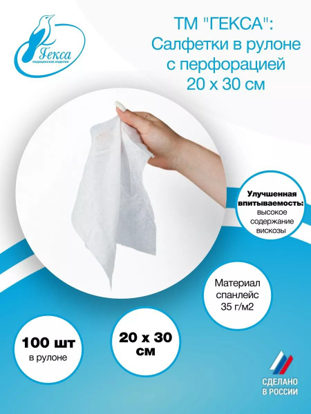 Салфетки спанлейс в рулоне 100 шт 20х30см - купить с доставкой по ...