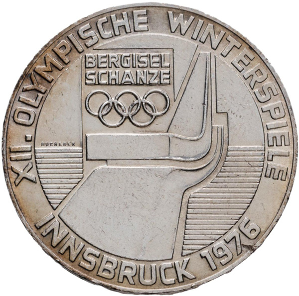 Австрия 100 шиллингов shillings 1976 "XII зимние Олимпийские Игры, Инсбрук 1976", Серебро 640, в ...