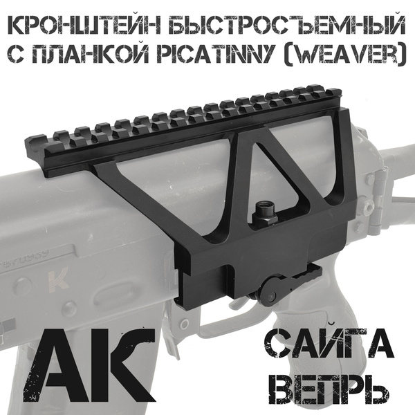 Кронштейн боковой низкий быстросъёмный с планкой Вивера (Пикатини) АК ...