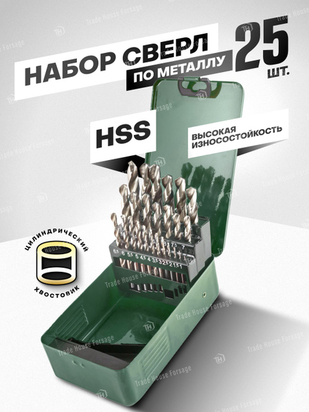 Сверла по металлу HSS 4241 набор, 25 предметов купить на OZON по низкой ...